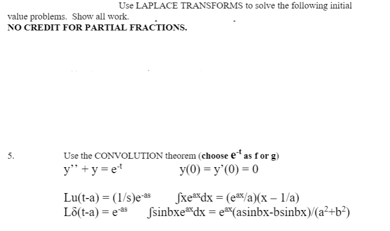 Solved Use LAPLACE TRANSFORMS to solve the following initial | Chegg.com