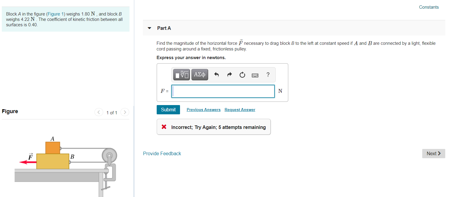 Solved Constants Block A in the figure (Figure 1) weighs | Chegg.com