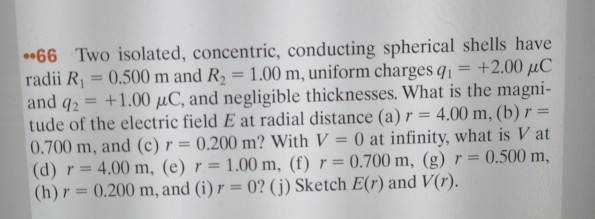 Solved .66 Two isolated, concentric, conducting spherical | Chegg.com
