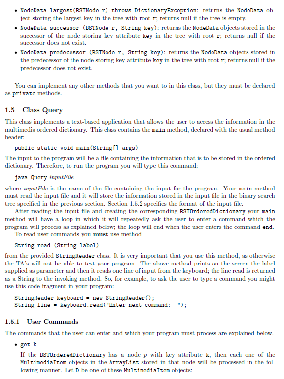 1.1 Class BSTNode This class represents the nodes of | Chegg.com