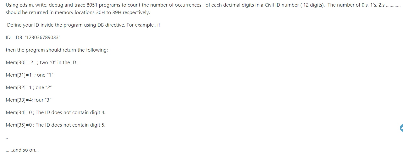 Using edsim, write, debug and trace 8051 programs to | Chegg.com
