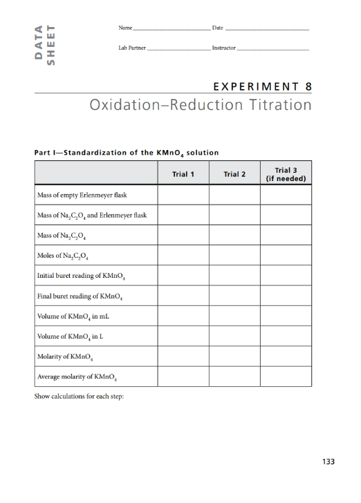 41 in Name Date Lab Partner Instructor EXPERIMENT 8 | Chegg.com