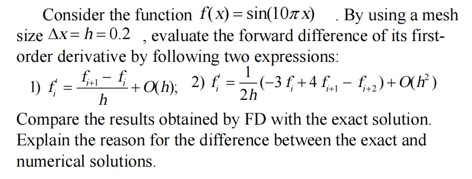 Solved Consider the function f(x)=sin(10πx). By using a mesh | Chegg.com