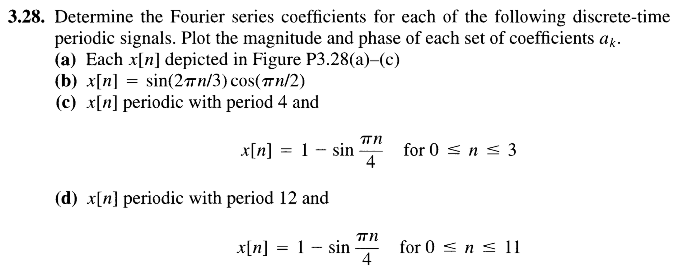 3 28 ﻿determine The Fourier Series Coefficients For