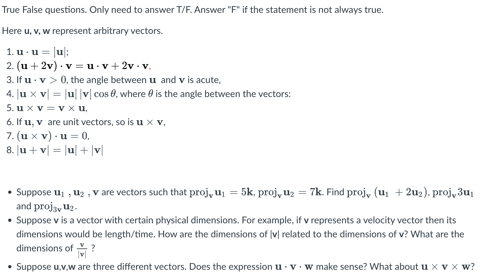 Solved True False questions. Only need to answer T/F. Answer | Chegg.com