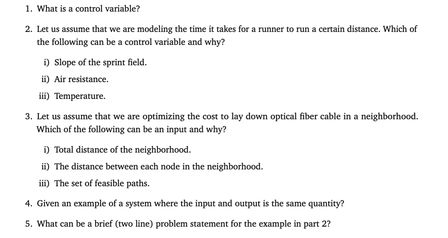 Solved 1. What is a control variable? 2. Let us assume that | Chegg.com