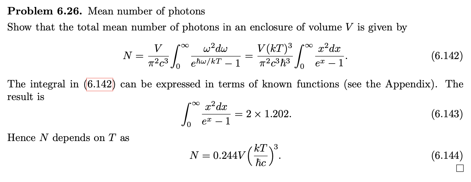Problem 6.26. ﻿Mean number of photonsShow that the | Chegg.com