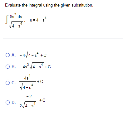 Solved Evaluate the integral using the given substitution. | Chegg.com