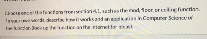 Solved Choose One Of The Functions From Section 4 1 Such As Chegg