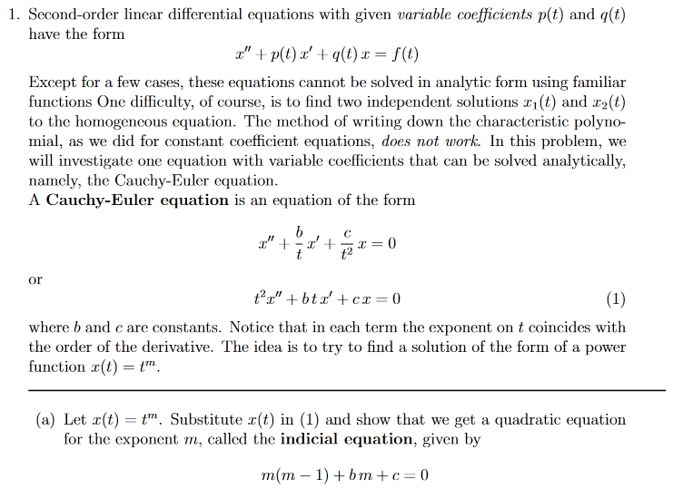 Solved Second-order linear differential equations with given | Chegg.com