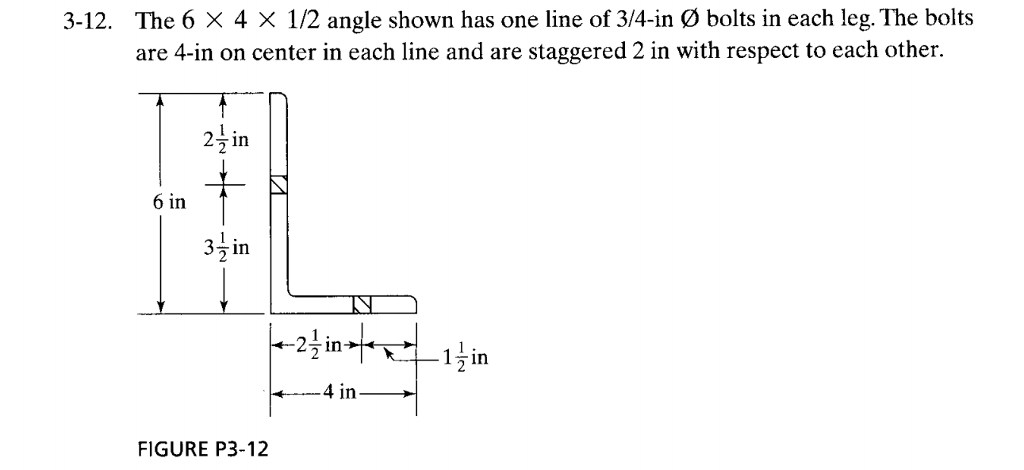 Solved The 6 X 4 X 1/2 angle shown has one line of 3/4-in Ø | Chegg.com