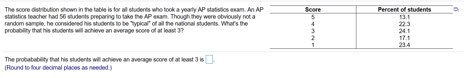 Solved Score Percent of students 13.1 The score distribution | Chegg.com
