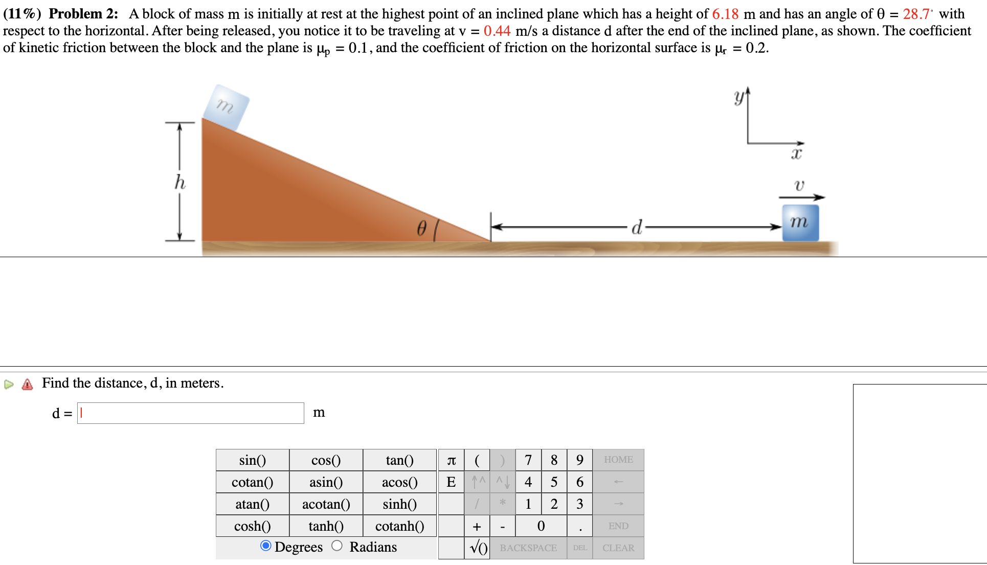 11\%) Problem 2: A block of mass \( \mathrm{m} \) is initially at rest ... 11\%) Problem 2: A block of mass \( \mathrm{m} \) is initially at rest ...