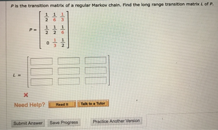 Solved Find the long range transition matrix L of P | Chegg.com