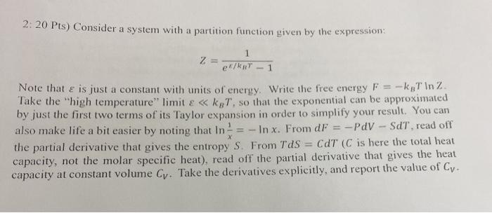 Solved 2: 20 Pts) Consider a system with a partition | Chegg.com