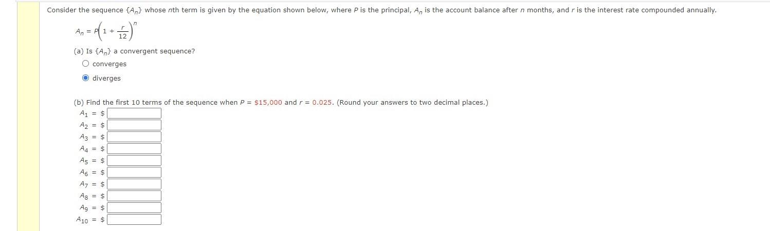 Solved Consider the sequence {An} whose nth term is given by | Chegg.com