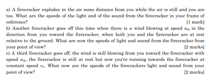 Solved a) A firecracker explodes in the air some distance | Chegg.com