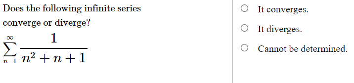 Solved Does the following infinite series It converges. | Chegg.com ...