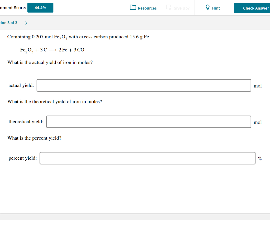 Solved Assignment Score: 66.7% Resources Give Up Hint Check | Chegg.com
