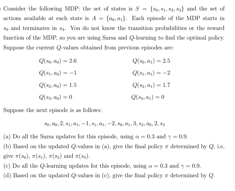Solved Consider the following MDP: the set of states is | Chegg.com
