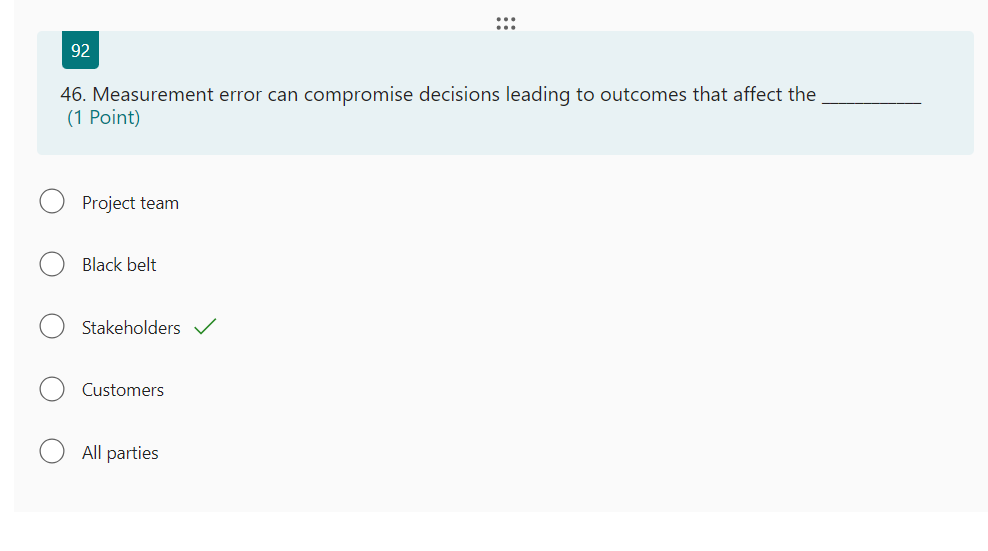 Solved Measurement error can compromise decisions leading to | Chegg.com