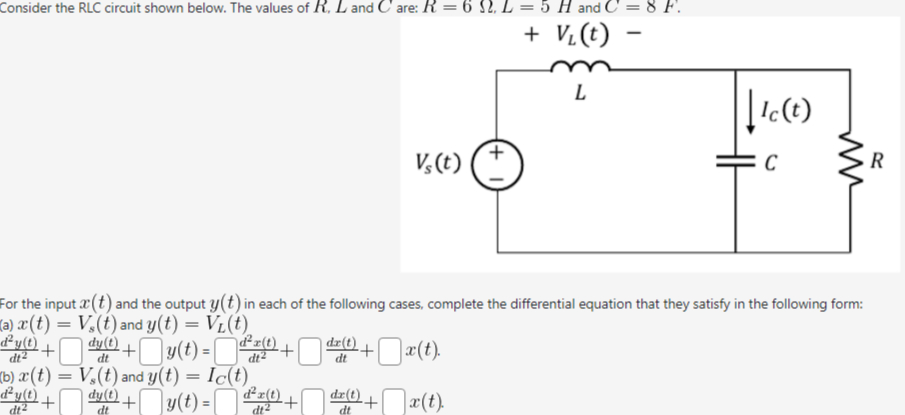 Solved Consider the RLC circuit shown below. The values of | Chegg.com