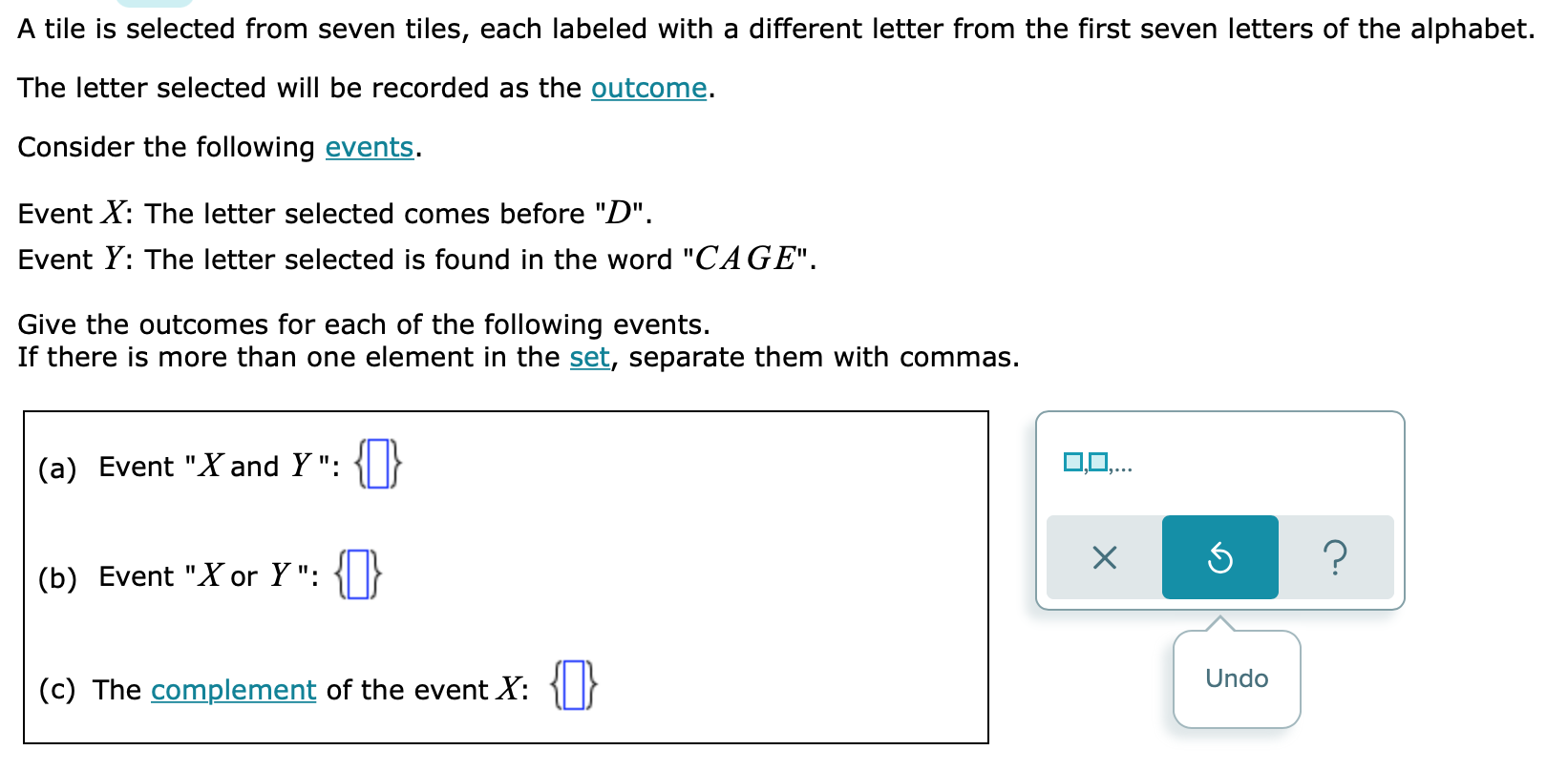 Solved A tile is selected from seven tiles, each labeled | Chegg.com