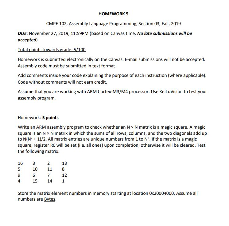 HOMEWORK 5 CMPE 102, Assembly Language Programming, | Chegg.com