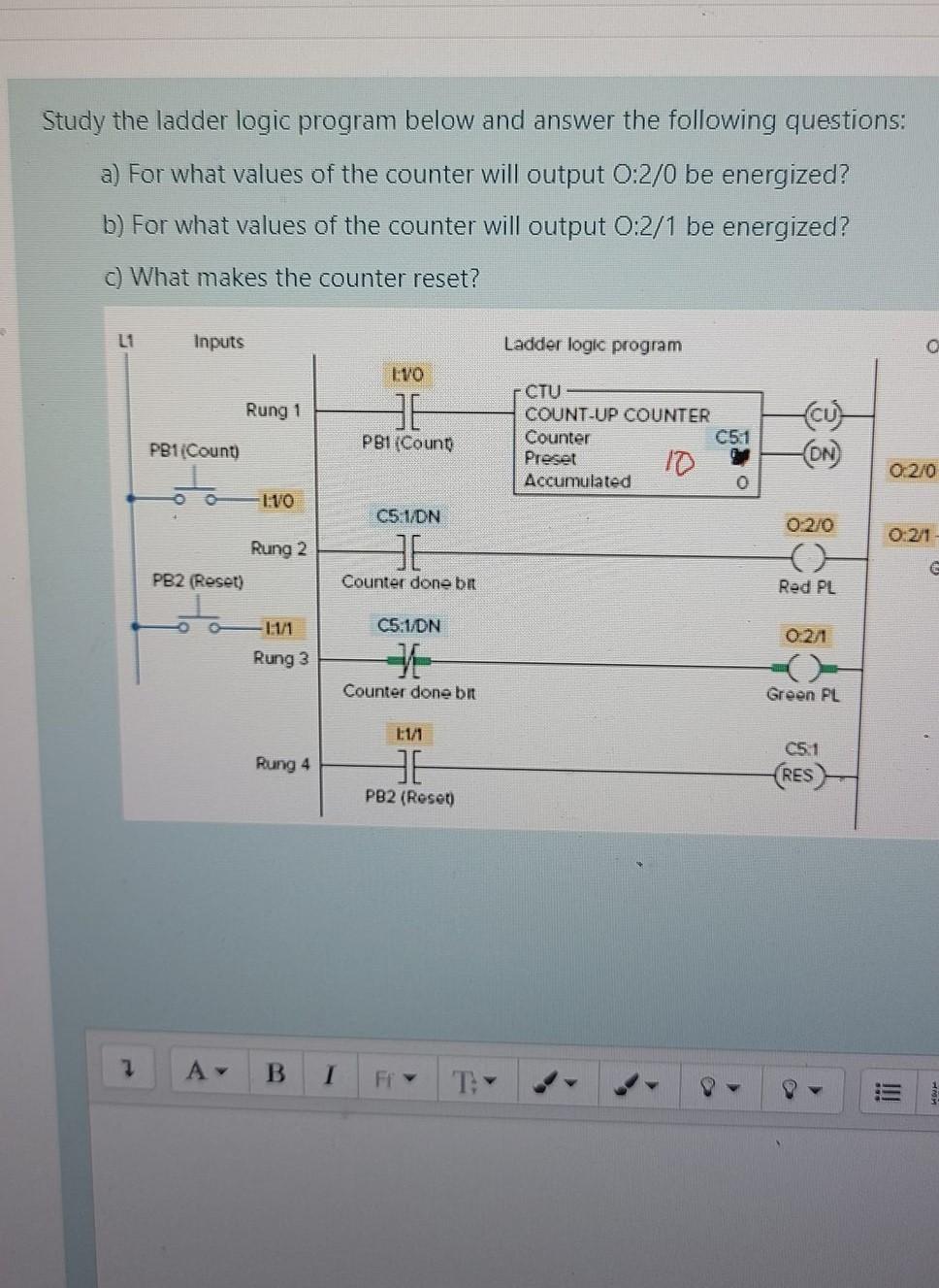 Solved Study the ladder logic program below and answer the | Chegg.com