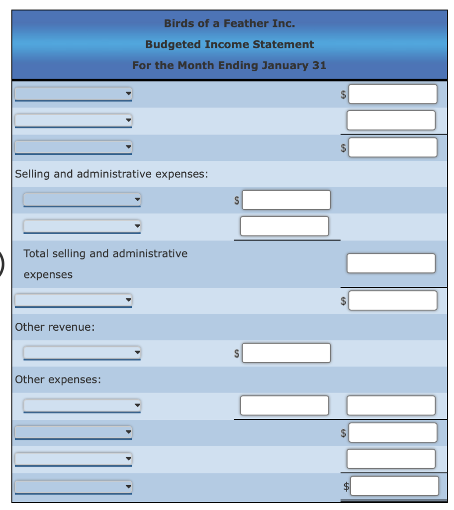 Solved Budgeted Income Statement and Supporting Budgets | Chegg.com