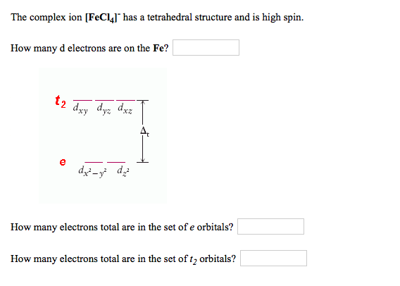 Solved The complex ion [Fecl4] has a tetrahedral structure | Chegg.com