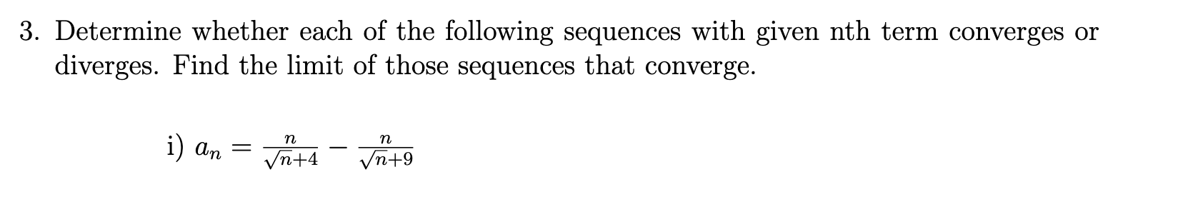 Solved Determine whether each of the following sequences | Chegg.com