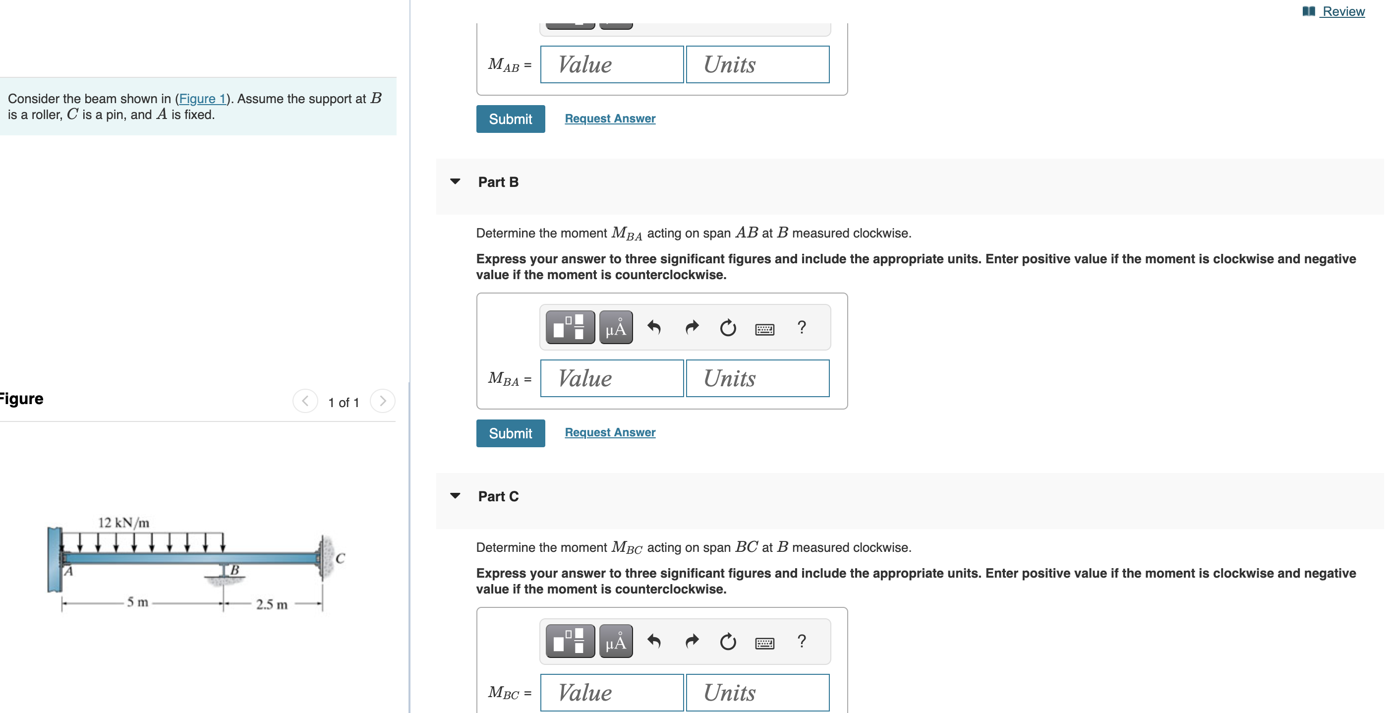 Solved Consider the beam shown in (Figure 1). Assume the | Chegg.com