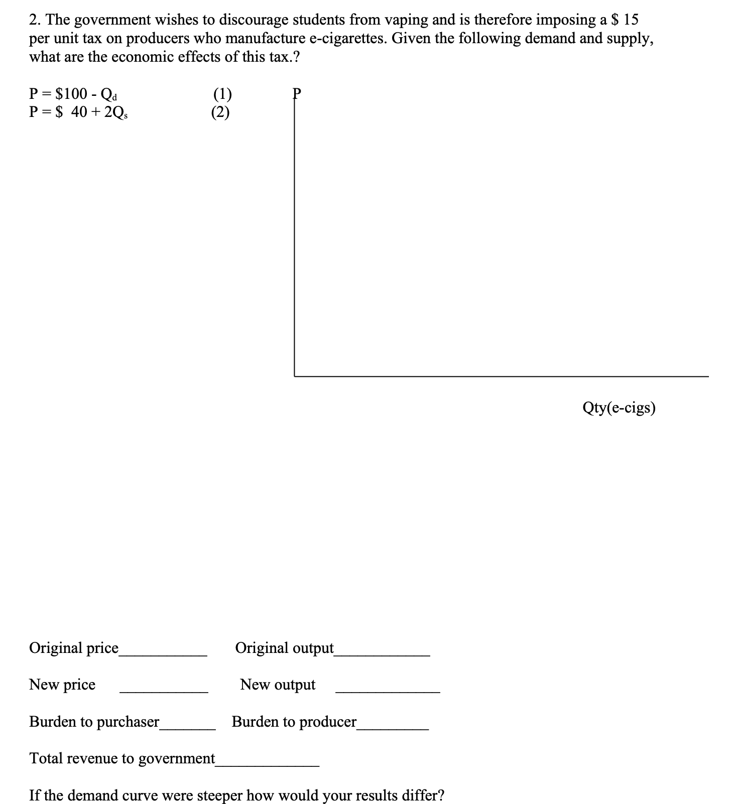 Solved 2. The government wishes to discourage students from | Chegg.com