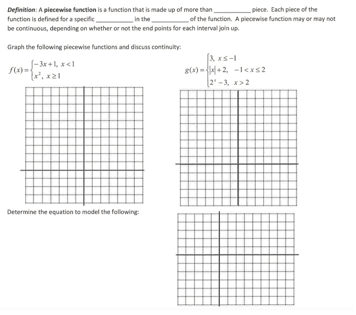Solved Definition A Piecewise Function Is A Function That 