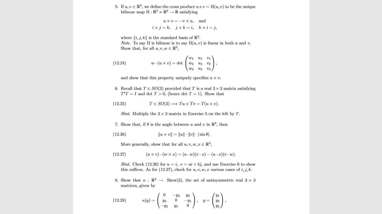 Solved 5. If u, v ER", we define the cross product uxv=II(u, | Chegg.com