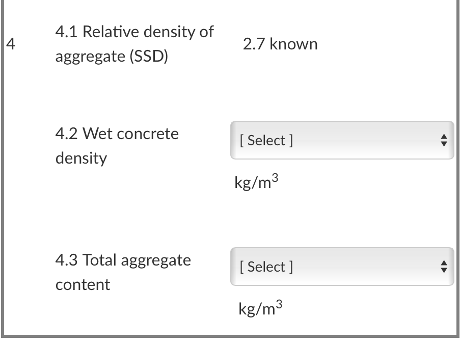 Solved 1.5 Cement type NPC/ SRC/ HE 1.6 Aggregate type: | Chegg.com