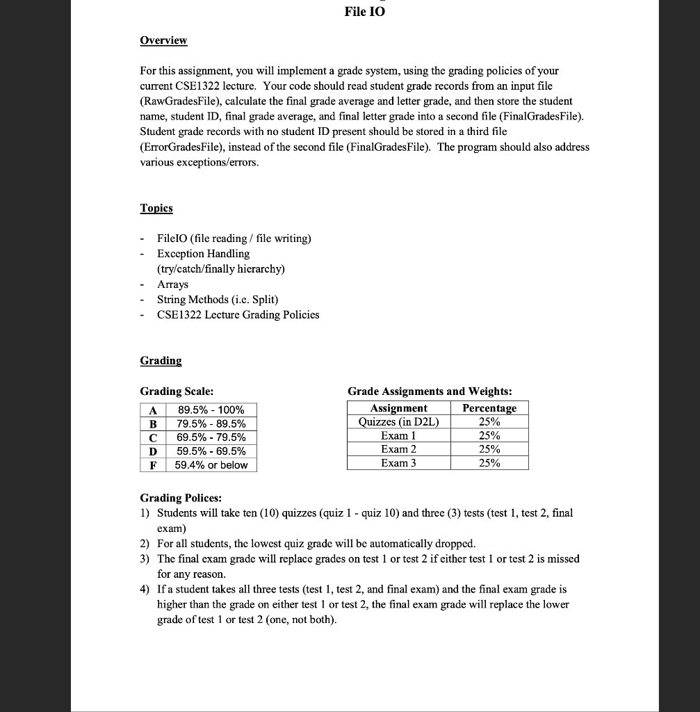 Solved File IO Overview For this assignment, you will | Chegg.com