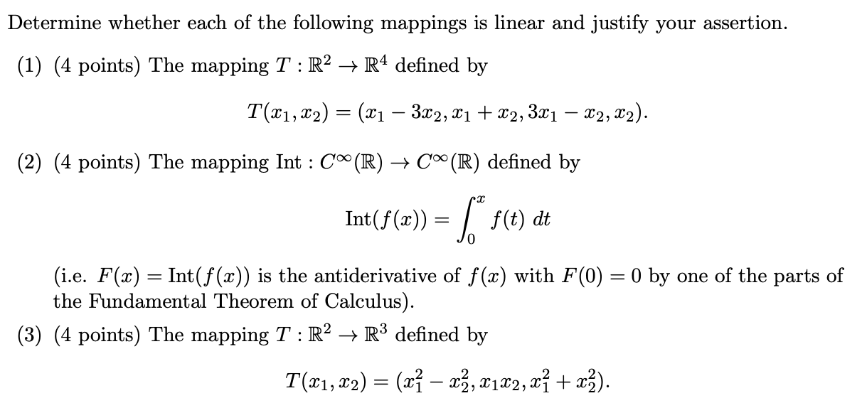 Solved Determine whether each of the following mappings is | Chegg.com