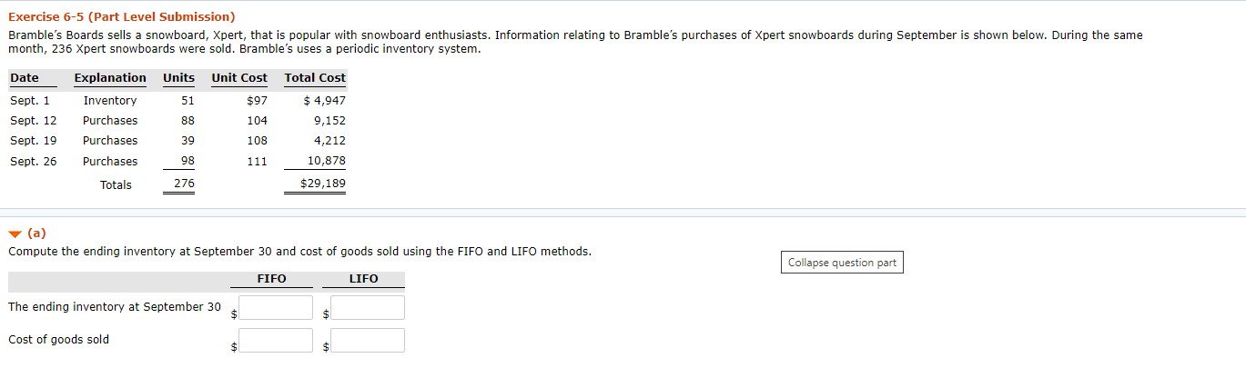 Solved Exercise 6-5 (Part Level Submission) Bramble’s Boards | Chegg.com