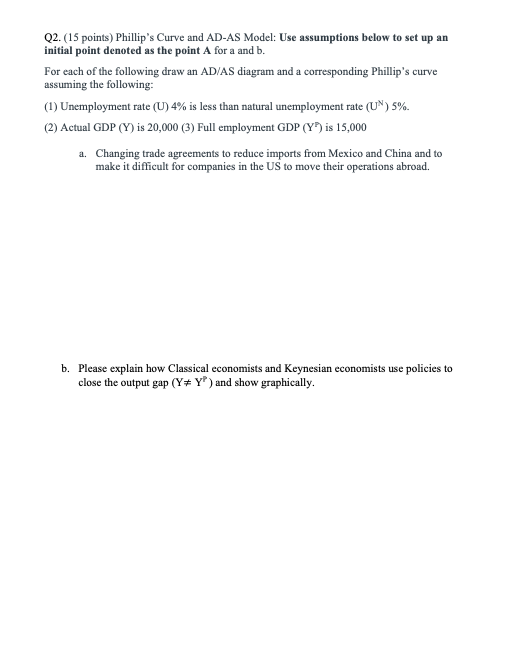 Solved Q2. (15 ﻿points) ﻿Phillip's Curve and AD-AS Model: | Chegg.com