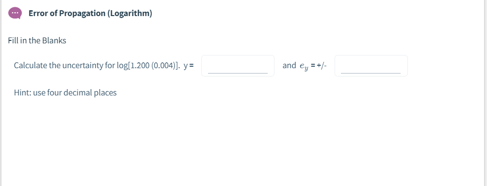 Solved Error of Propagation (Logarithm) Fill in the Blanks | Chegg.com