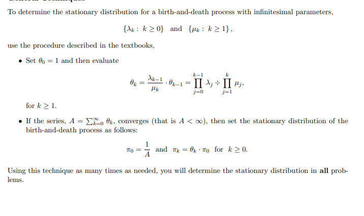 To determine the stationary distribution for a | Chegg.com