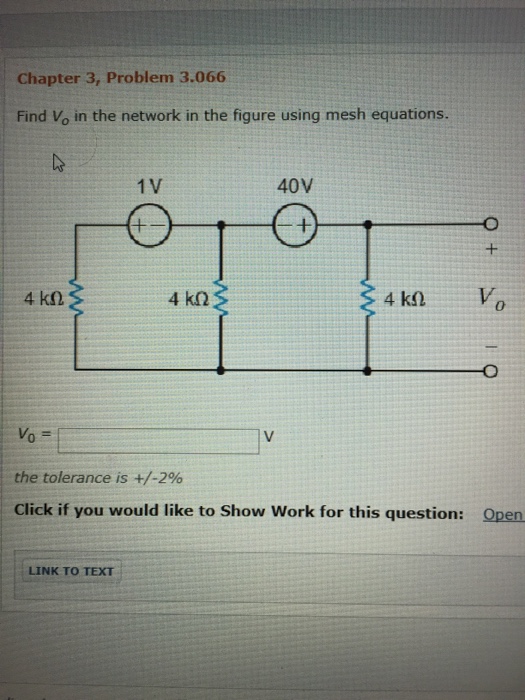 Solved Chapter 3, Problem 3.066 Find Vo in the network in | Chegg.com