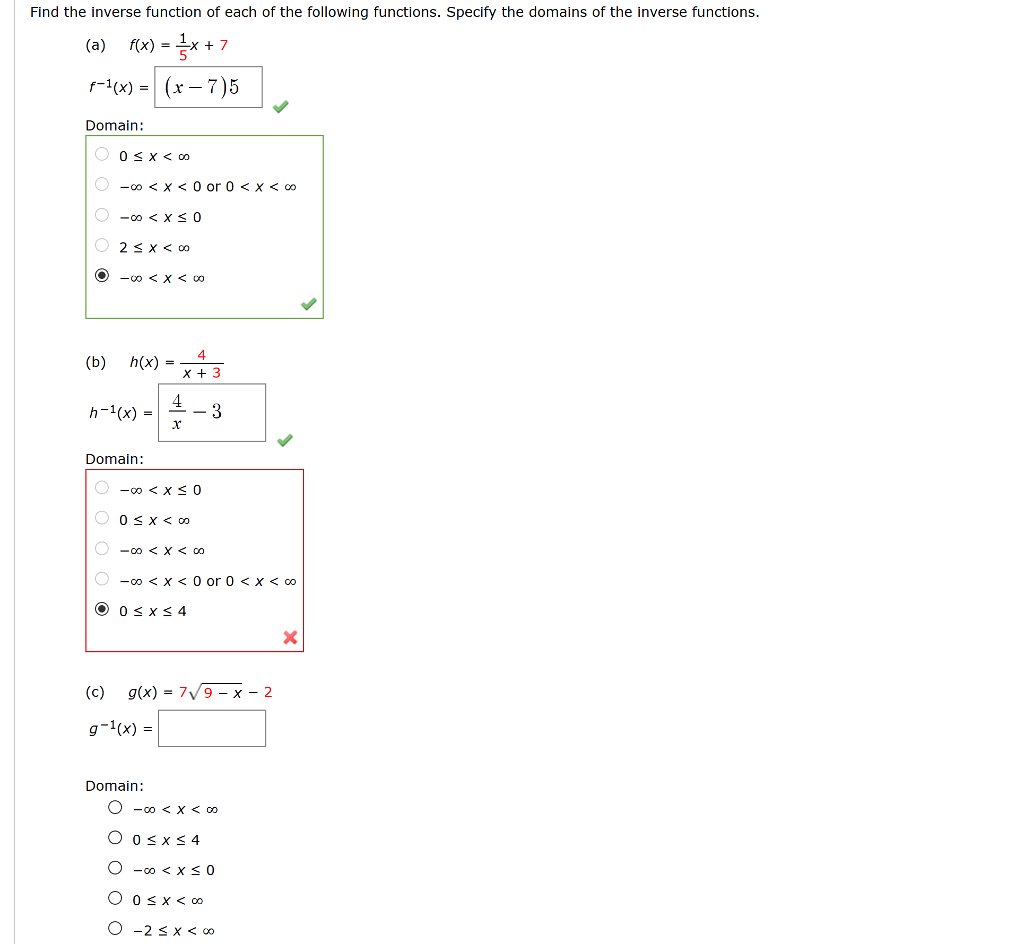 Solved Find The Inverse Function Of Each Of The Following