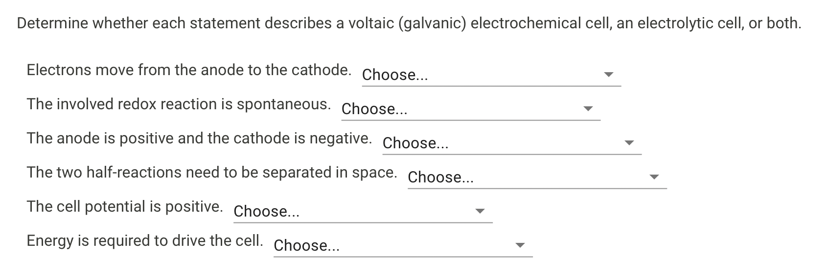 Solved Determine whether each statement describes a voltaic | Chegg.com