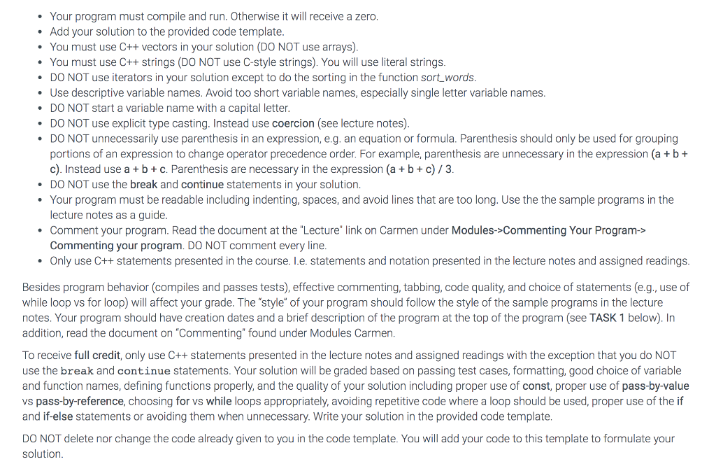 Solved Programming Assignment Write a program that will | Chegg.com