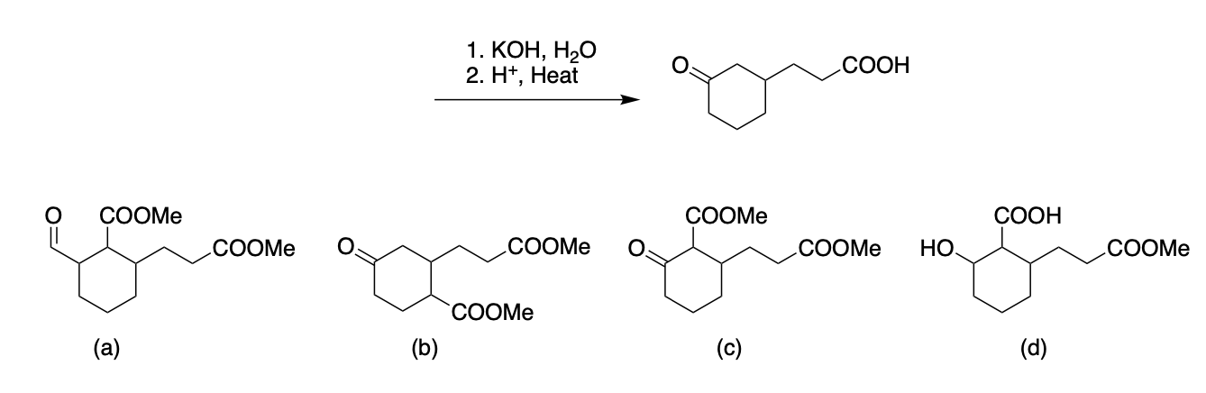 Solved 1. KOH, H2O 2. H+, Heat COOH O COOME COOMe COOH COOMe | Chegg.com