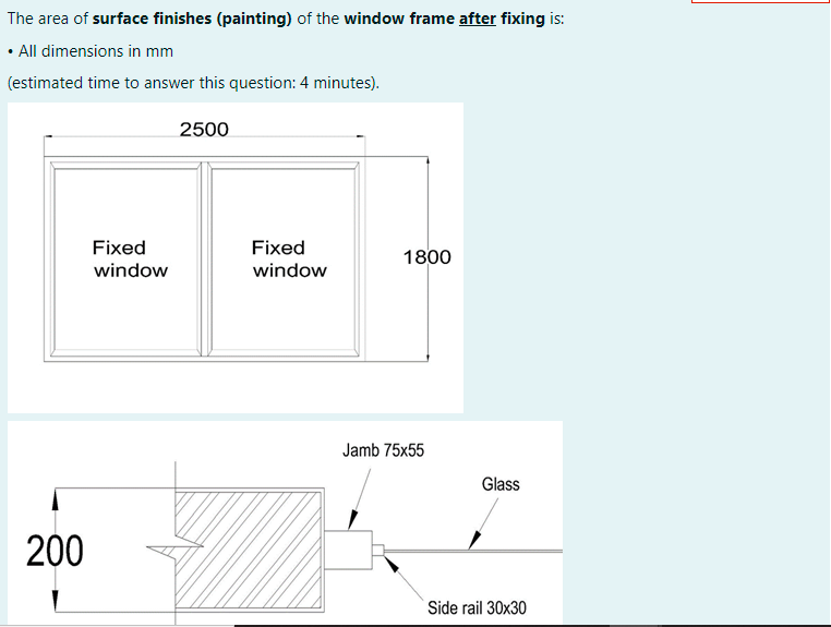 Solved The area of surface finishes (painting) of the window | Chegg.com