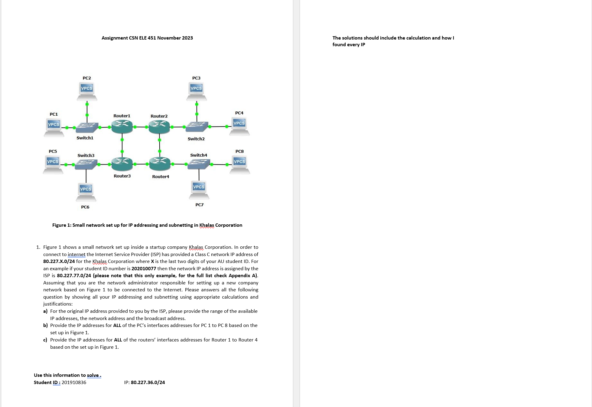 Solved Assignment CSN ELE 451 ﻿November 2023The solutions | Chegg.com